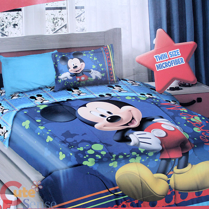 Disney Mickey Mouse Twin Bedding Comforter Set 3pcs Sheet Pillow