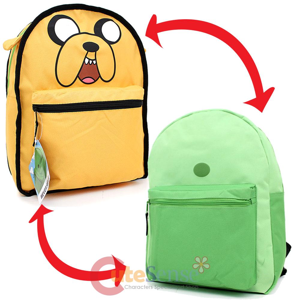 Adventure Time Finn And Jake Large School Backpack Reversible 16canvas Book Bag Ebay
