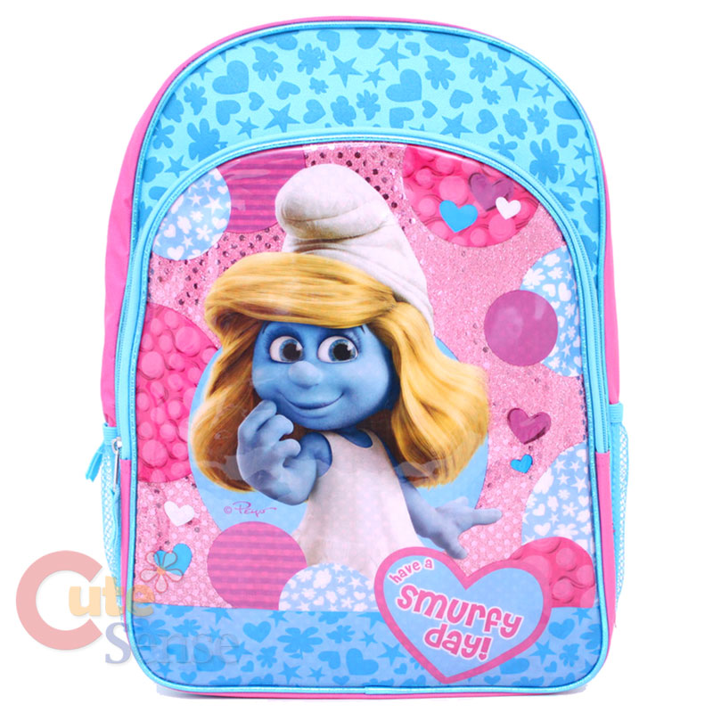 The Smurfs Smurfette Shcool Backpack Smurf Bag -L 16" | eBay