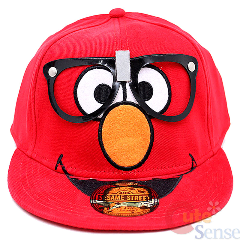 Sesame Street Elmo Nerd Glasses Flex Fit Hat Teen Adult Size Cap ...