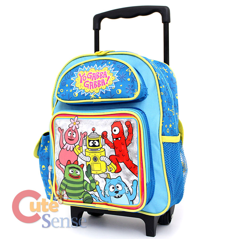 Yo Gabba Gabba Rolling Schoo Backpack 12" Medium Roller Bag Muno Plex ...