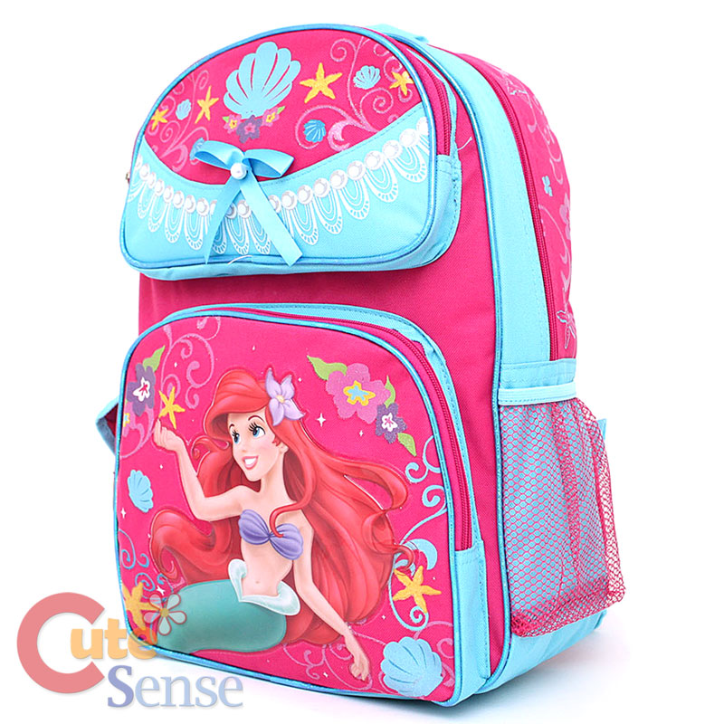 Disney Little Mermaid Ariel School Backpack Lunch Bag :16" Large Set ...