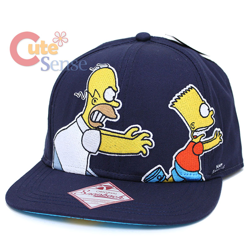 Simpsons Homer and Bart Mens Snapback Hat Falt Bill Adjustable Cap | eBay