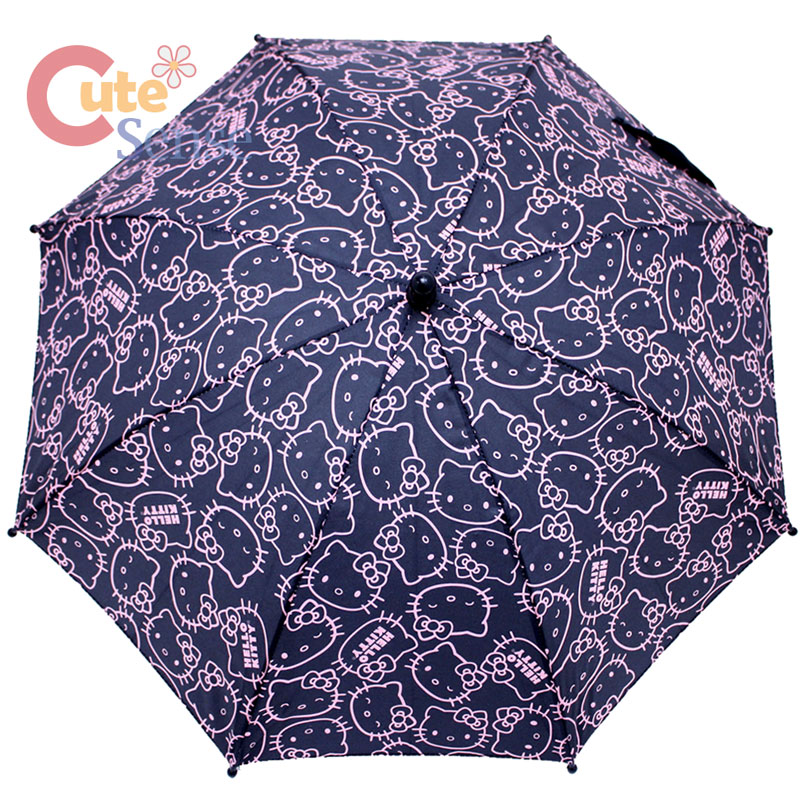 Sanrio Hello Kitty Umbrella Black Pink Hello Kitty Face All Over | eBay