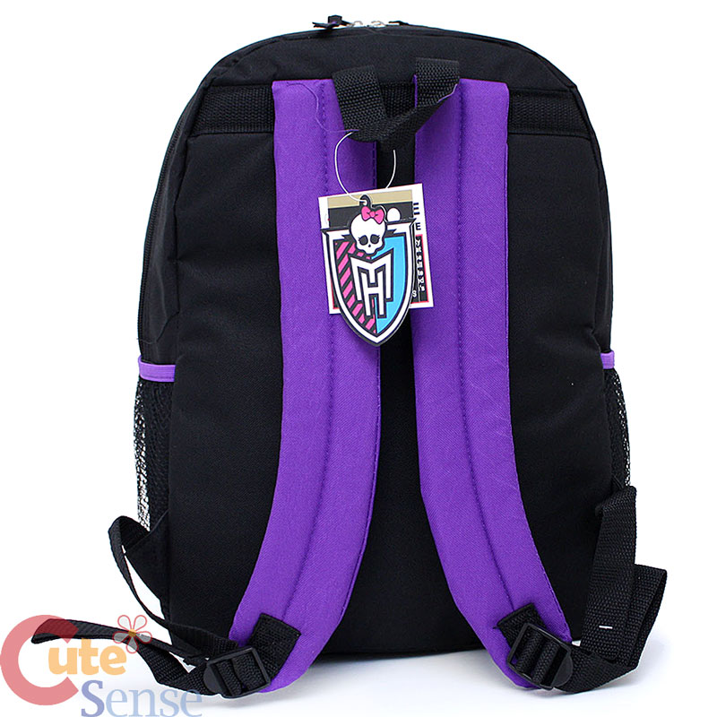 Monster High 16" Large School Backpack Lunch Bag Set -Purple Checkered ...