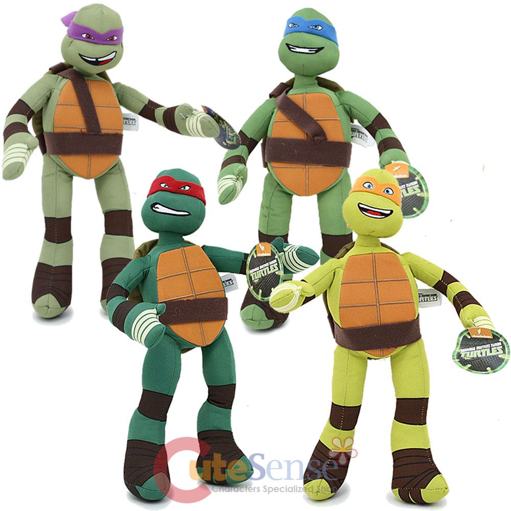 TMNT Ninja Turtles 4pc Plush Doll Set 14" Michelangelo Raphael Leonardo ...
