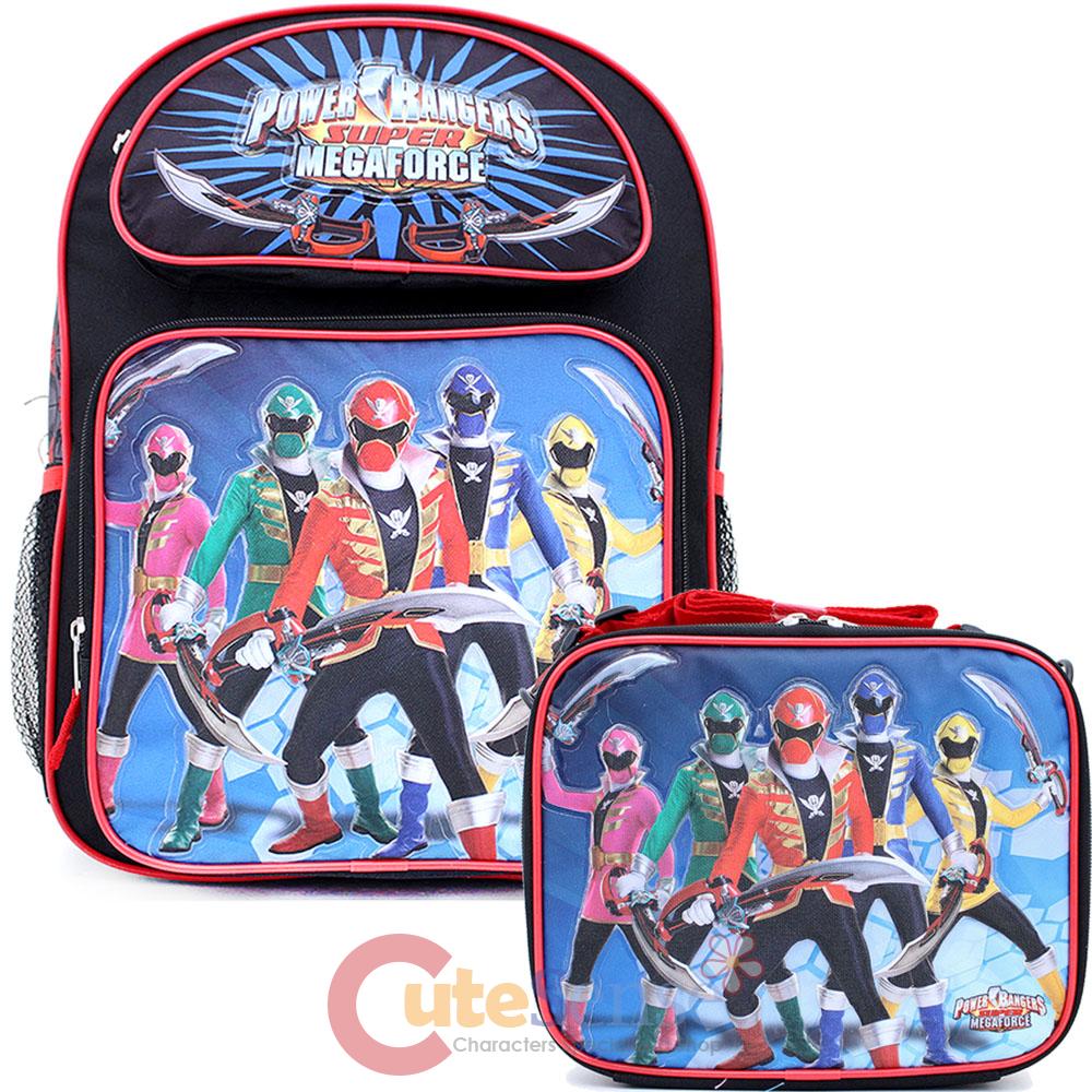 Power Rangers Super Megaforce School Large 16" Backpack Lunch Bag Set ...