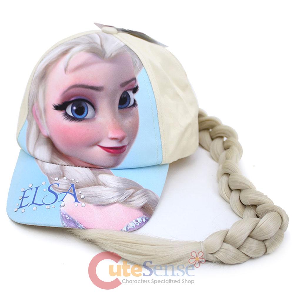Disney Frozen Elsa Girls Baseball Cap with Hair Wig Anna Sisther ...