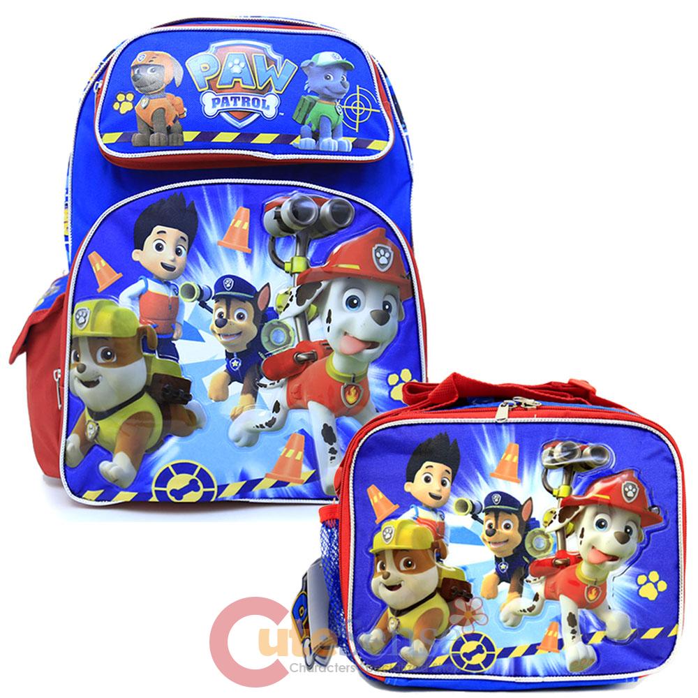 Paw Patrol 16" Large School Backpack Lunch Bag 2pc Book Bag Set Ready ...