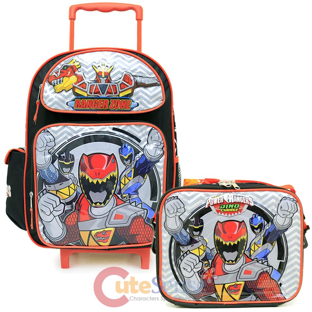 Power Rangers 16" Large Roller Backpack with Lunch Bag 2pc Set - Dino ...