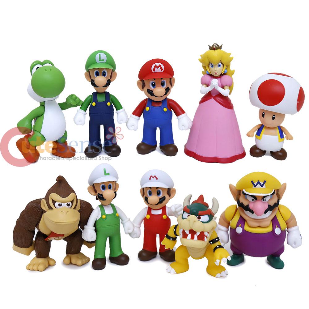 Nintendo Super Mario Vinyl Figure 10pc Poseable 4-6" Figurne Set | eBay