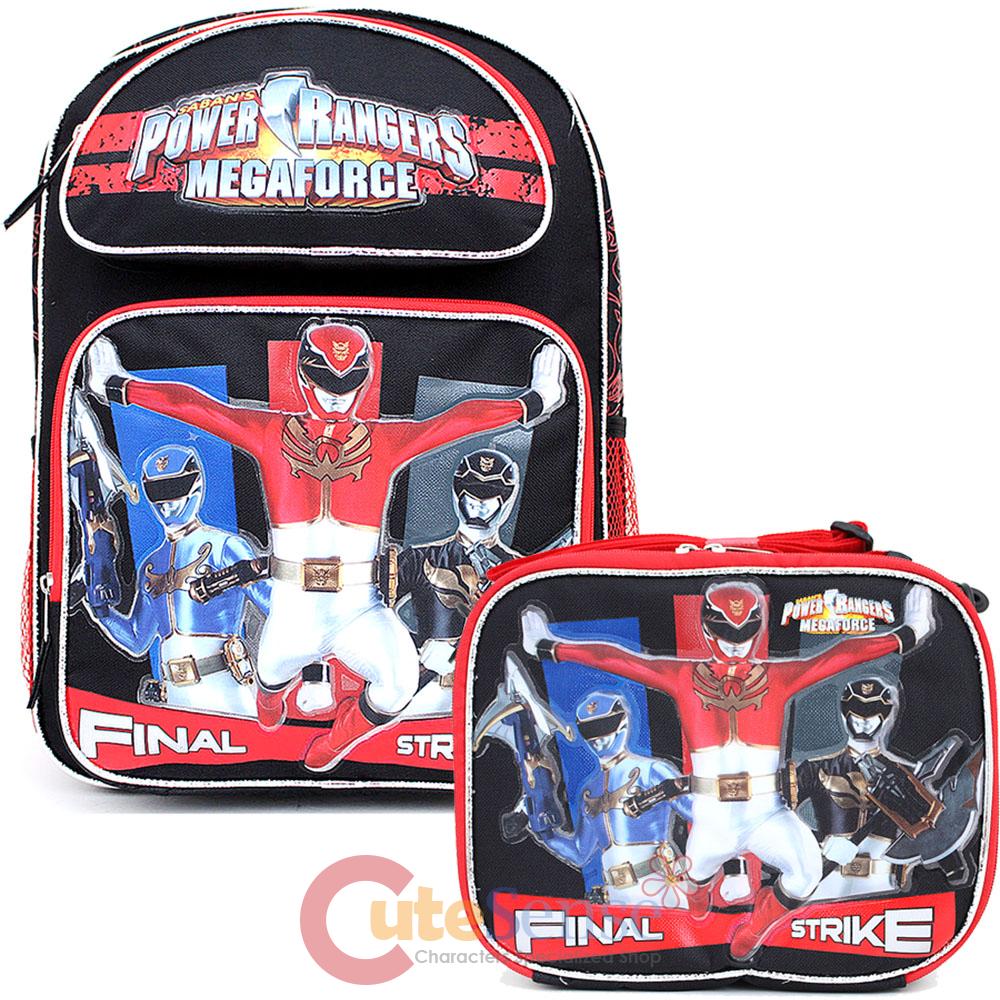 Power Rangers Megaforce School Large 16" Backpack Lunch Bag Set - Red ...