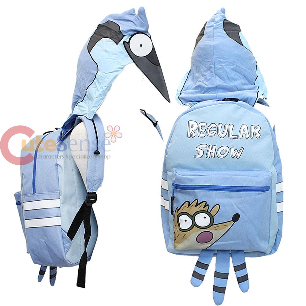 Regular Show Mordecai Hooded Backpack Large School Bag with Tails ...