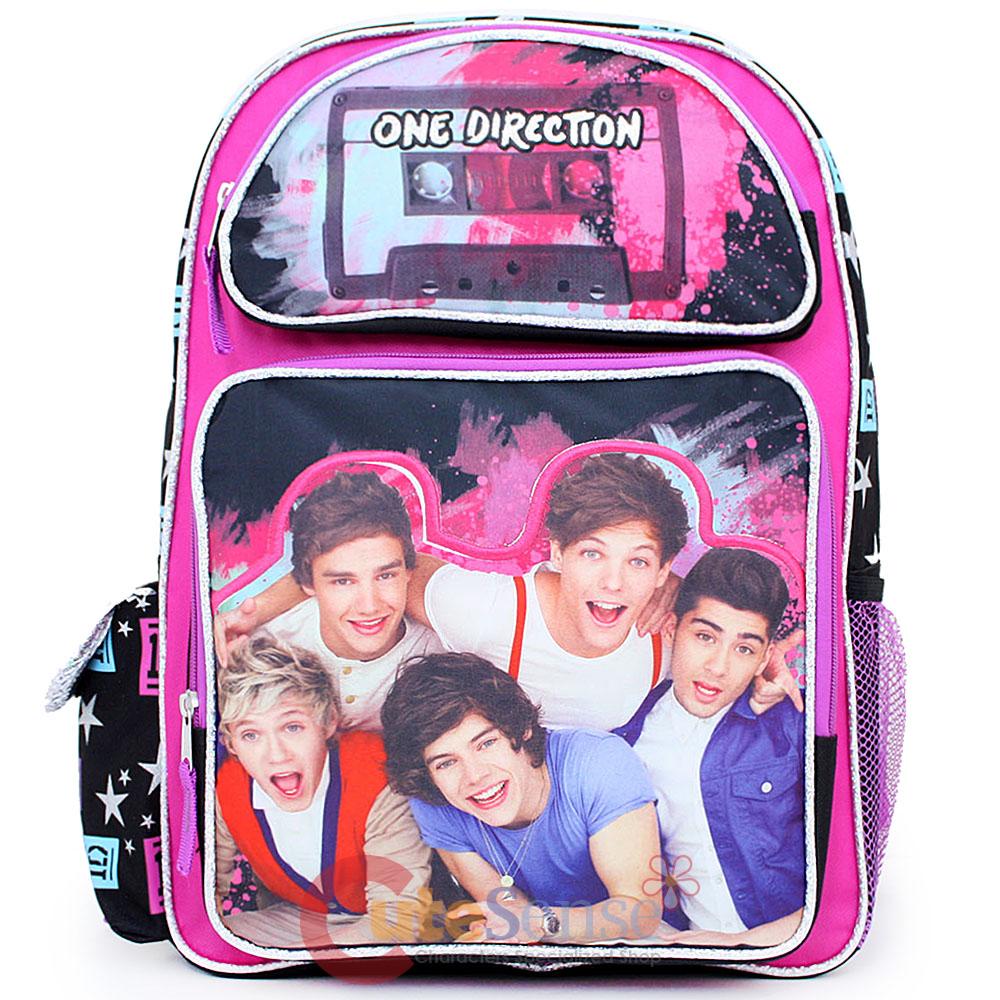 One Direction School Backpack 16" Pink Large 1D Book Bag Harry Liam ...